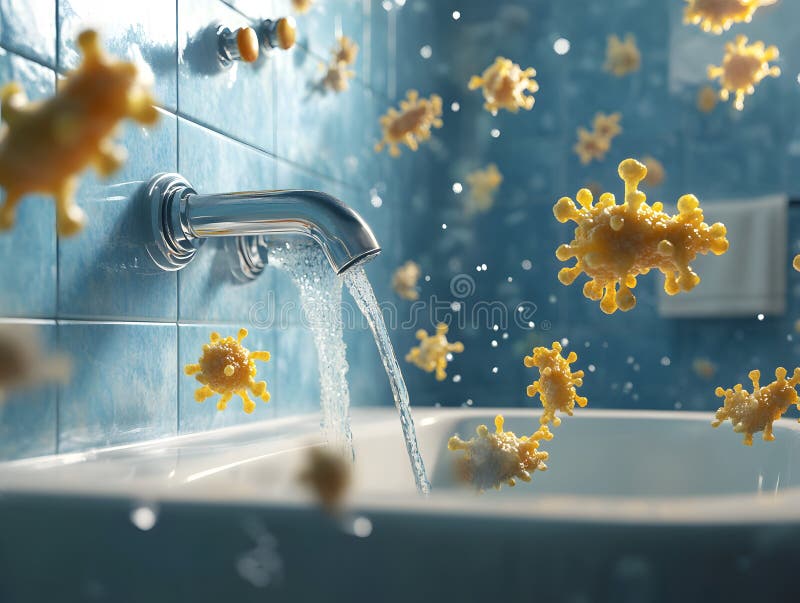 Bacteria on Faucets in the Bathroom Pathogens, Bathroom Illustration of ...