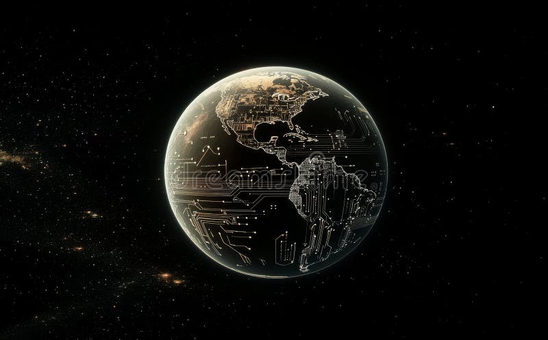 An Artistic Representation of a Globe with Technology and Statistical ...