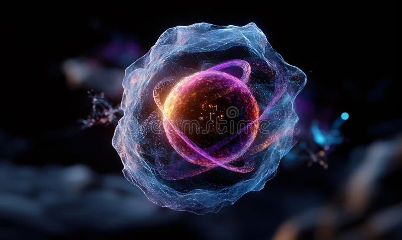 Artistic Representation Glowing Quantum Particle Space Stock Photos ...