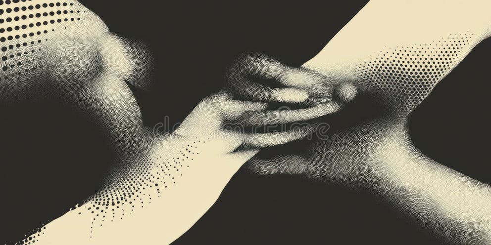 Artistic Representation of Hands Intertwined in a Dark, Textured ...