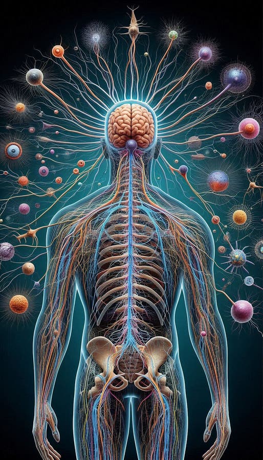 Anatomy of the Human Nervous System Explained Stock Illustration ...