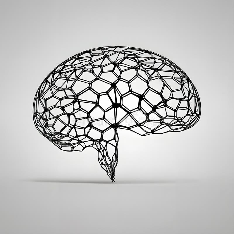 A Digital Illustration of a Human Brain - with Copy Space. Stock ...