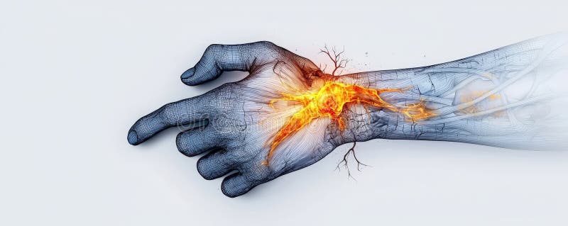 An Artistic Representation of a Human Hand with Visible Nerves and an ...