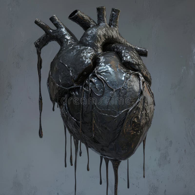 Artistic Representation of a Human Heart with a Metallic Texture and ...