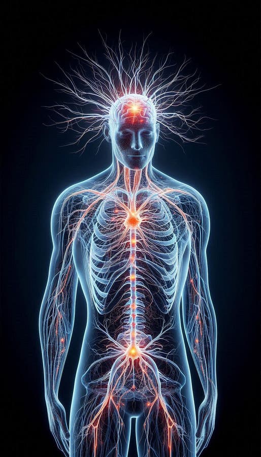 Human Nervous System Representation with Energy Flow Stock Illustration ...