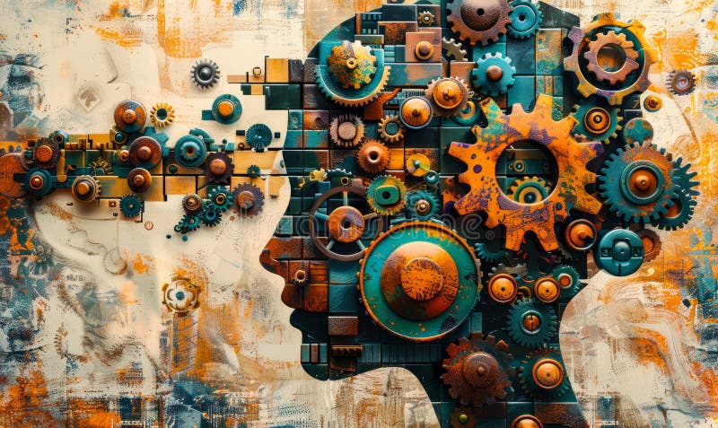 Artistic Representation of a Human Profile with Interlocking Gears and ... Artistic Representation of a Human Profile with Interlocking Gears and ...
