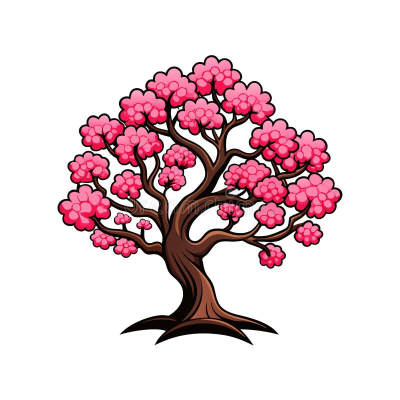 Artistic Representation of Japanese Cherry Tree Stock Illustration ...
