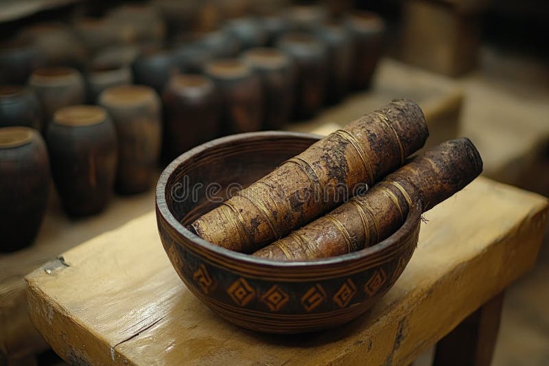 An Artistic Representation of Kava Root, with a Traditional Bowl Ready ...