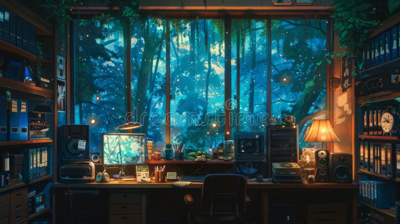 An Artistic Representation of a Lofi, Cozy and Colorful Study Desk in ...