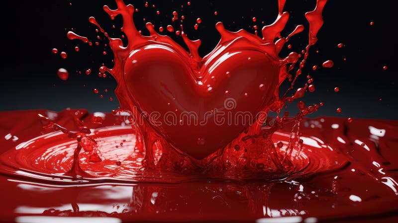 Artistic Representation of Love Concept in Red with Dripping Water ...