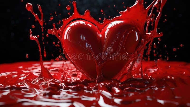 Artistic Representation of Love Concept in Red with Dripping Water ...