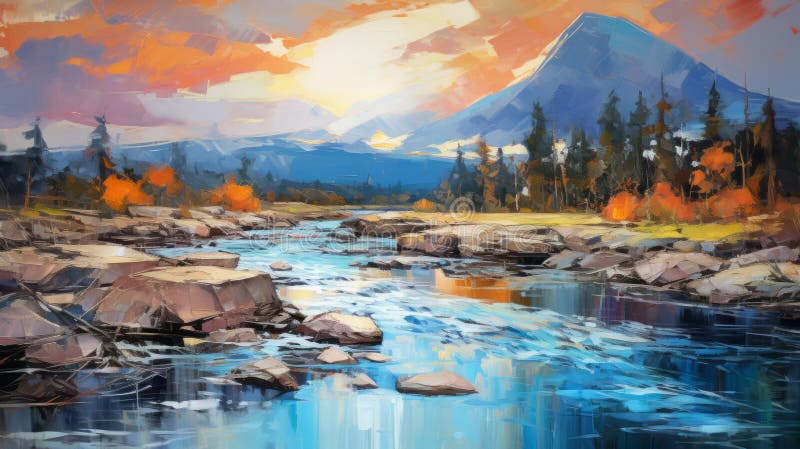 Sunrise Landscape Painting by Josef Kote: Uhd Image with Dynamic ...