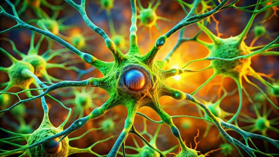 Microscopic Visualization of Interconnected Neuron Network Showing ...