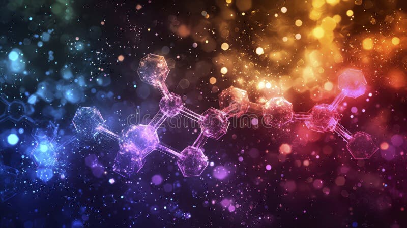 Molecular Structures in an Artistic Light Display Stock Illustration ...