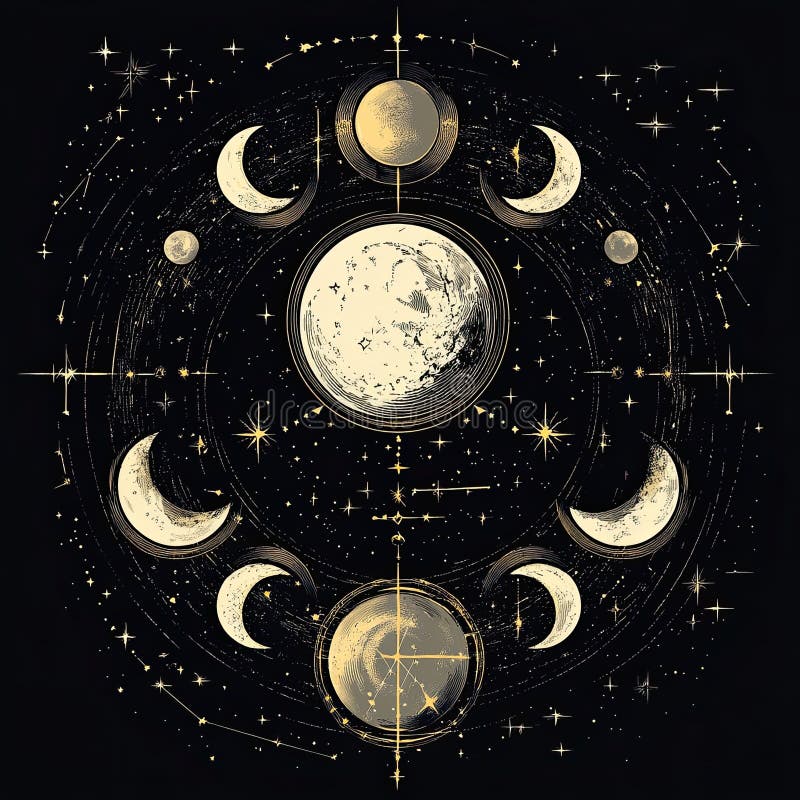 An Artistic Representation of the Moon S Phases in a Cosmic Setting ...