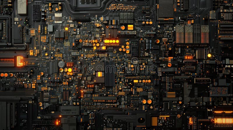 An Artistic Representation of a Motherboard Layout, Emphasizing ...