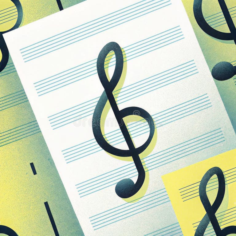 Artistic Representation of Musical Notes with Treble Clef on Sheet ...