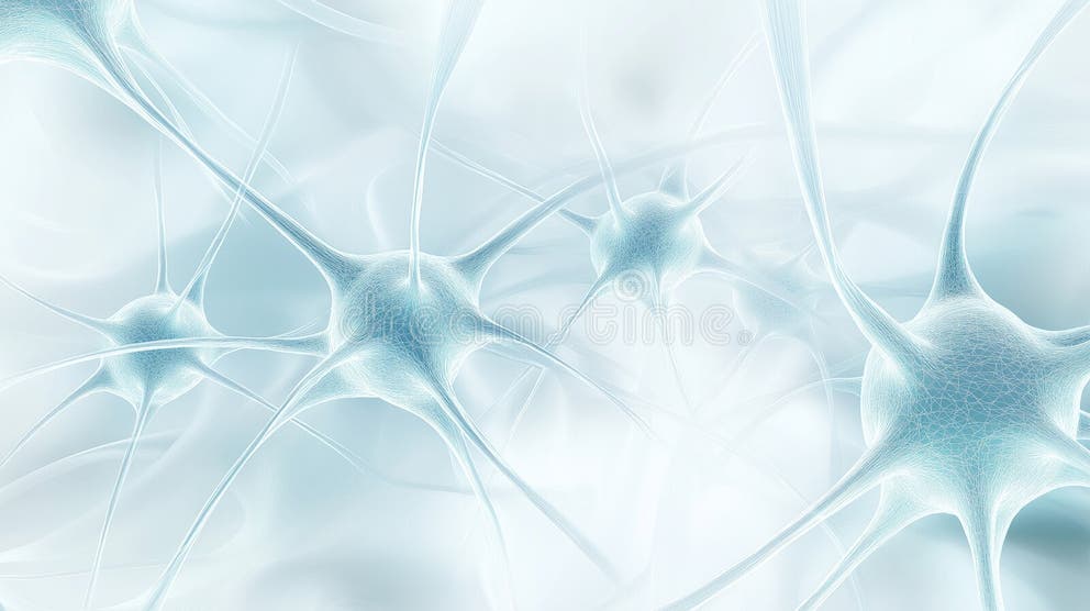Artistic Representation of Neurons and Synapses in Light Blue Tones ...