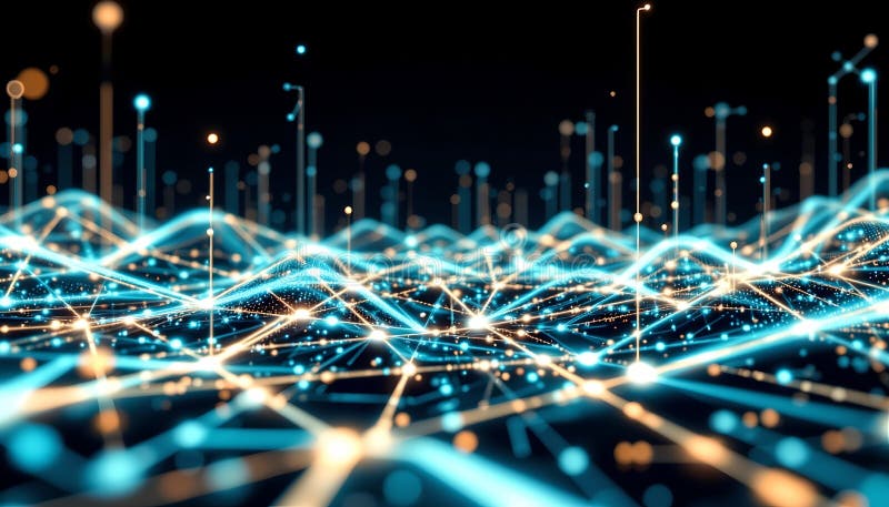 Artistic Representation of a Nighttime Network or Digital Munication ...