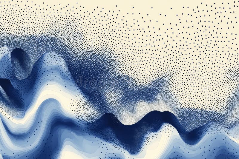 Artistic Representation of Ocean Waves with Blue Tones and Dot Patterns ...