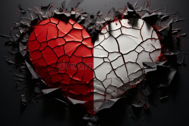 Artistic Representation of a Paper Broken Heart with Shadows, Textures ...