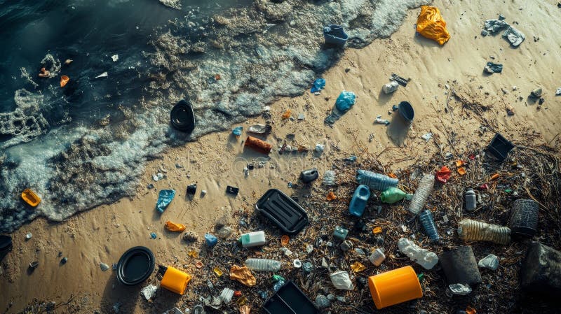 Artistic Representation of Plastic Waste on a Beach Highlighting the ...