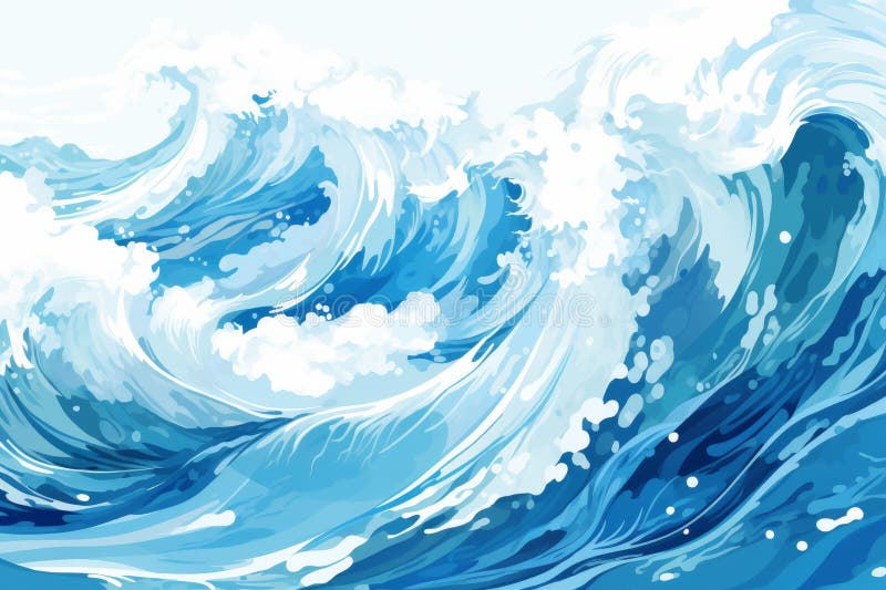 Dynamic Ocean Waves Illustration Stock Illustration - Illustration of ...