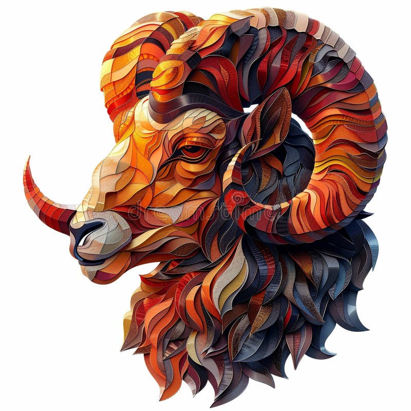 Colorful Abstract Ram Head Artwork with Intricate Design and Vivid Hues ...