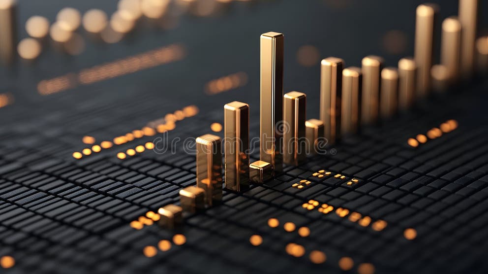 An Artistic Representation of Rising Gold Bars on a Data Visualization ...