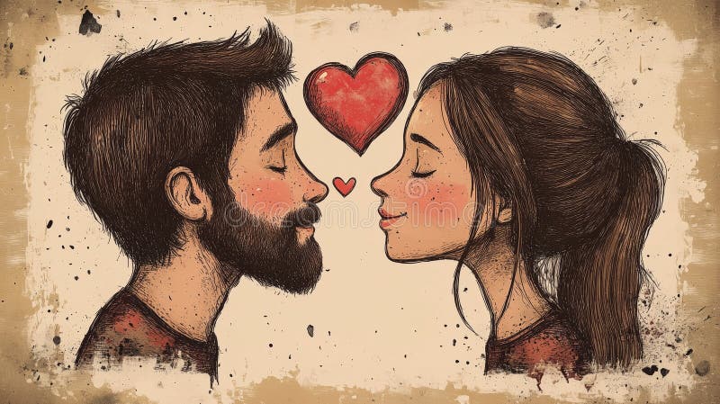 Artistic Representation of Romantic Connection between Couple Stock ...