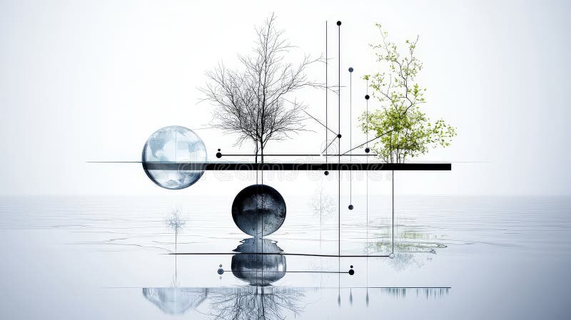 Modern Environment a Minimalist Diagram Bridging Nature and Technology ...