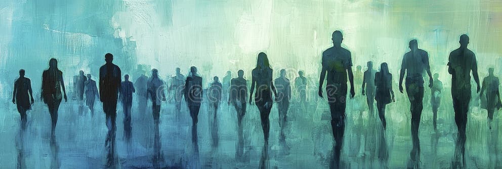 Artistic Representation of Silhouetted Humans Stock Illustration ...