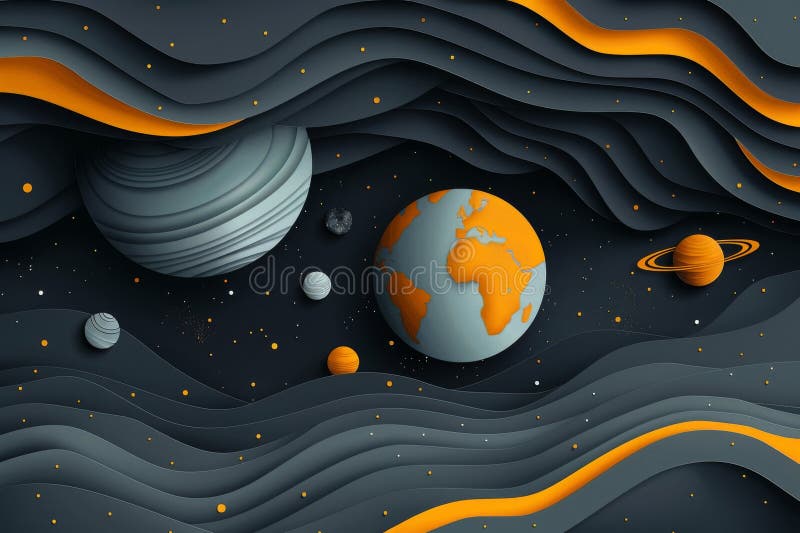 Colorful Stylized Planetary System Illustration Stock Photos - Free ...