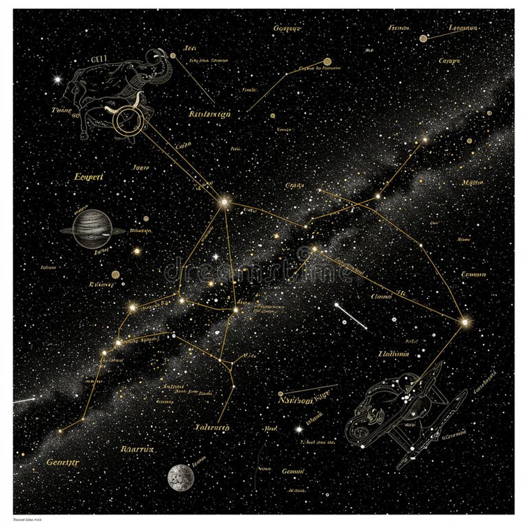 An Artistic Representation of a Star Map with Imaginary Constellations ...