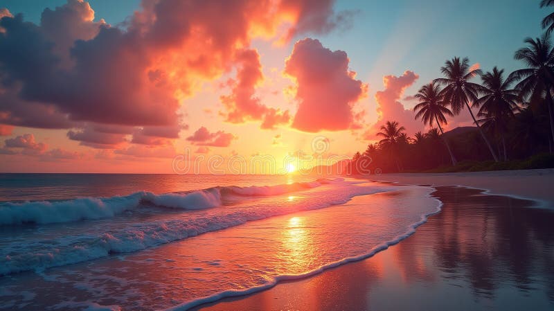 Golden Hour Magic: Sunset Elegance Stock Illustration - Illustration of ...