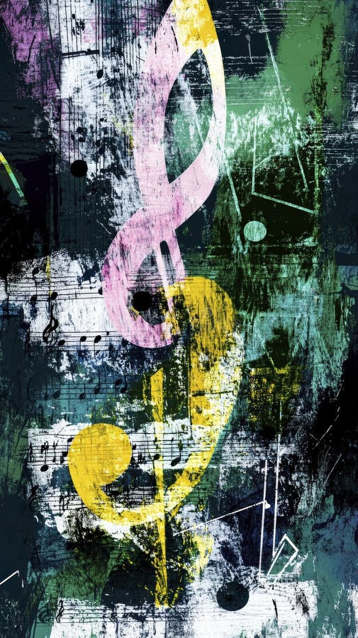 Artistic Treble Clef in Vibrant Abstract Composition Stock Illustration ...