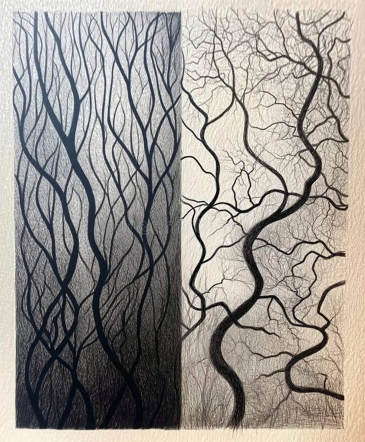 Abstract Black White Branching Lines Stock Photos - Free & Royalty-Free ...