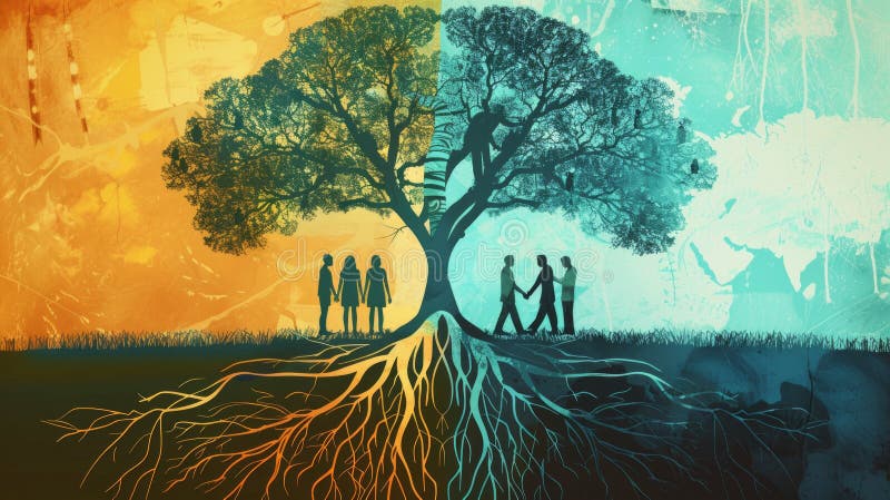 Tree of Life Symbolizing Human Unity and Nature Stock Image - Image of ...