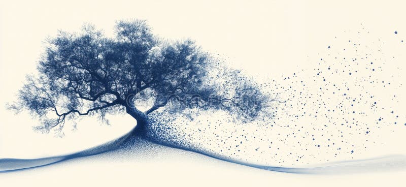 Artistic Representation of Tree Dissolving into Particles, Showcasing ...