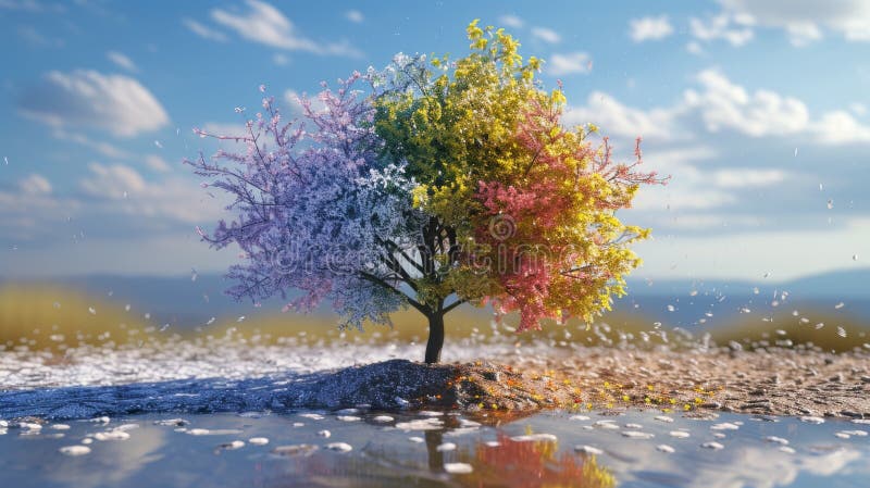 Artistic Representation of a Tree in Four Seasons Stock Photo - Image ...