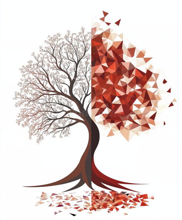 Artistic Representation of a Tree Transitioning through Autumn Colors ...