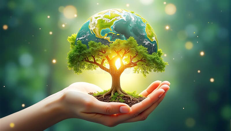 An Artistic Representation of a Tree Whose Canopy Forms a Glowing Globe ...