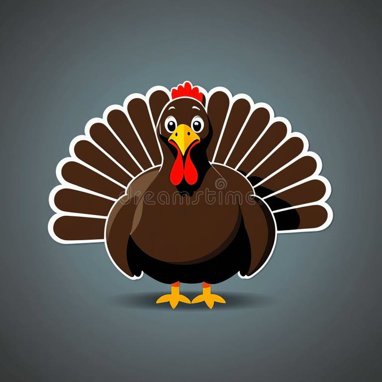 An Artistic Representation of a Turkey with a Cheerful Expression and ...