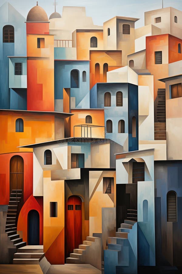 Stylized Geometric Interpretation of Urban Landscape. AI Generation ...