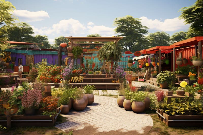 Artistic Representation of a Vibrant Community Stock Illustration ...