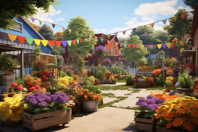 Artistic Representation of a Vibrant Community Stock Illustration ...