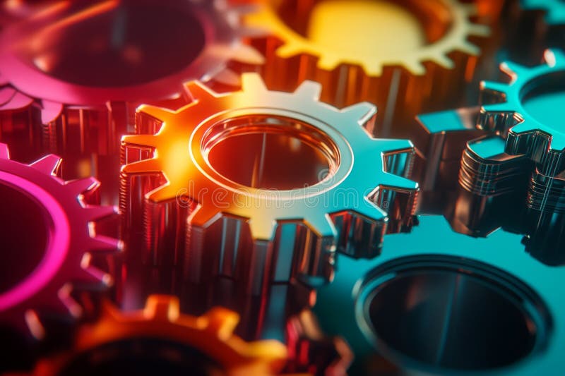 Colorful Meshing Gears Artwork Stock Illustration - Illustration of ...