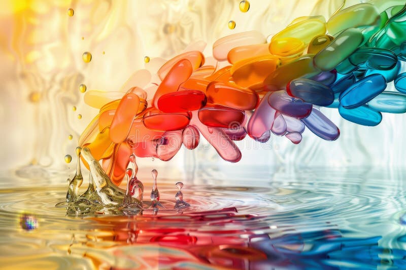 An Artistic Representation of Vitamins Floating in Water Generated by ...
