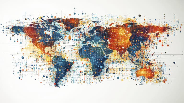 Artistic Representation of the World in Connectivity Stock Illustration ...