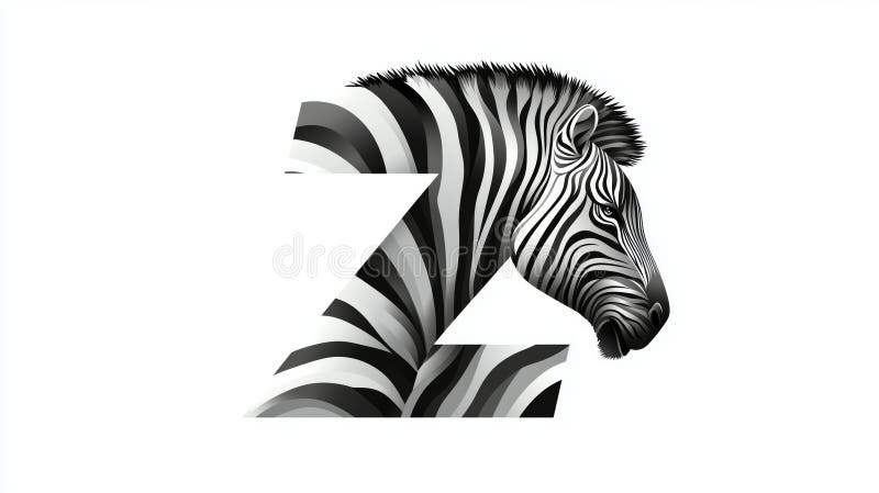 Artistic Representation of Zebra Head in Letter Z Design Stock ...